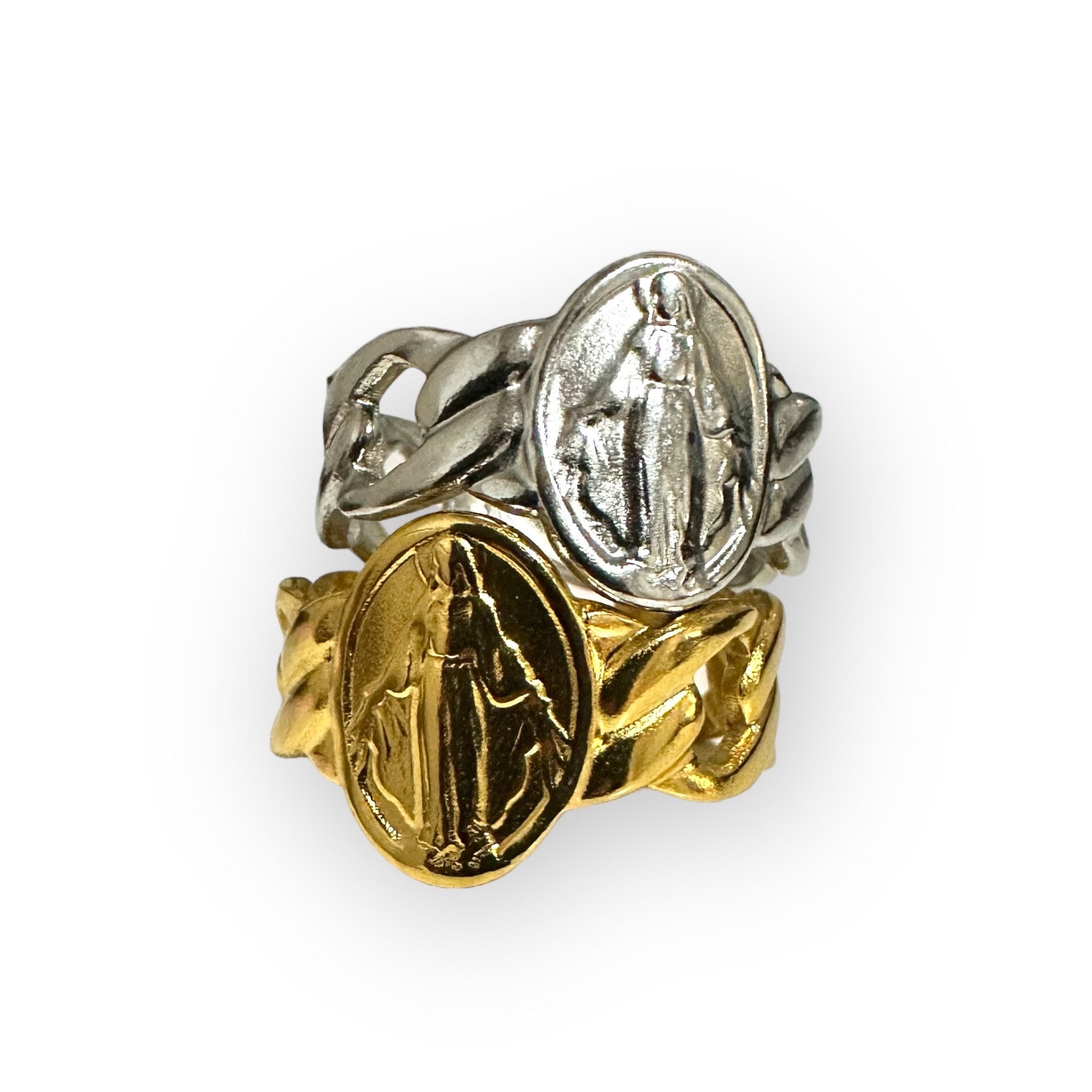Virgin Mary Gold Chain Ring, Blessed Mother, Christian Jewelry ...