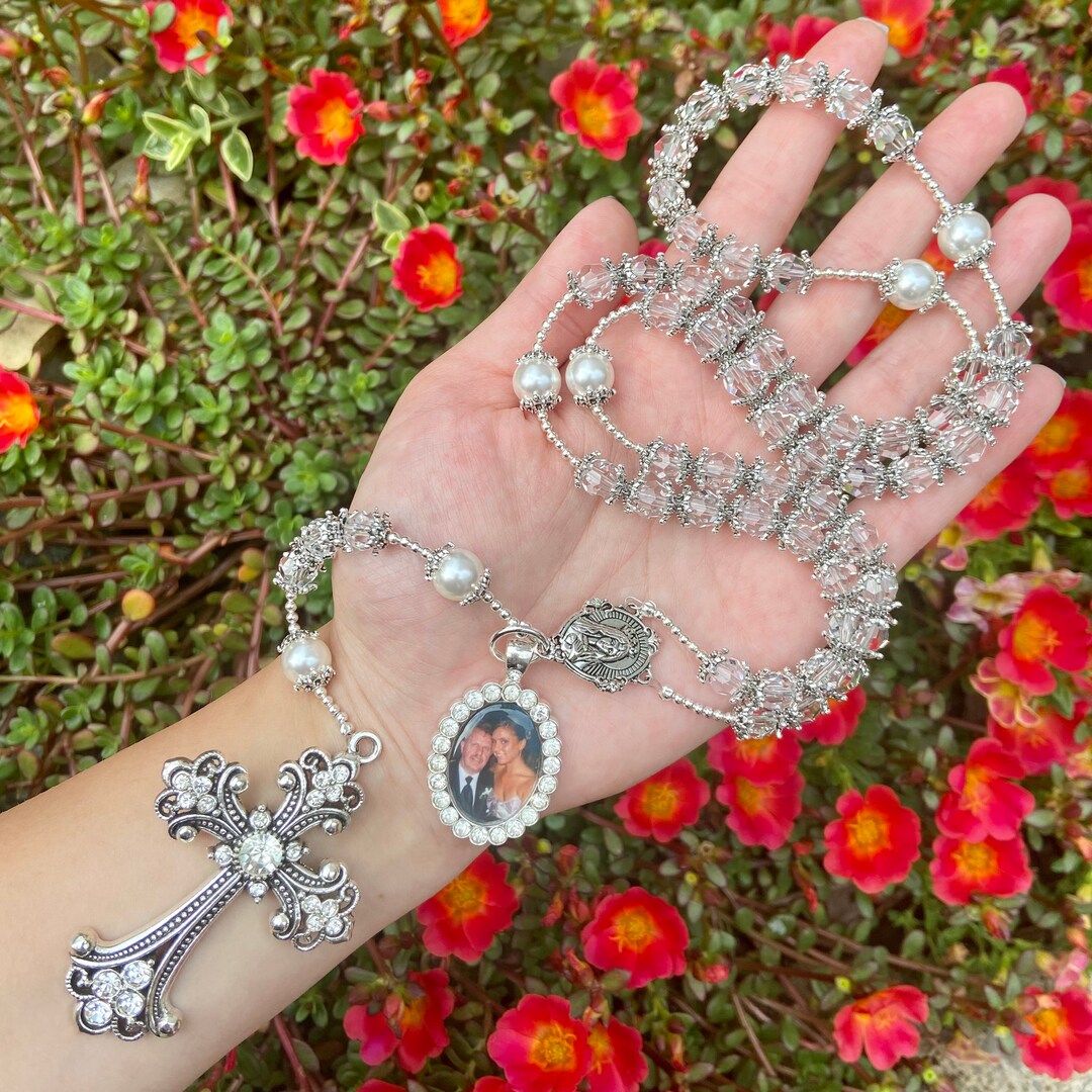 Elegant Austrian Crystal Bead Rosary, Handmade Christian Prayer Beads ...
