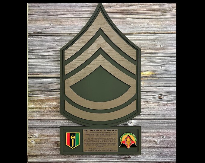 US Army Enlisted Rank Plaque Sign Wall Hanger Display PCS Retirement ...