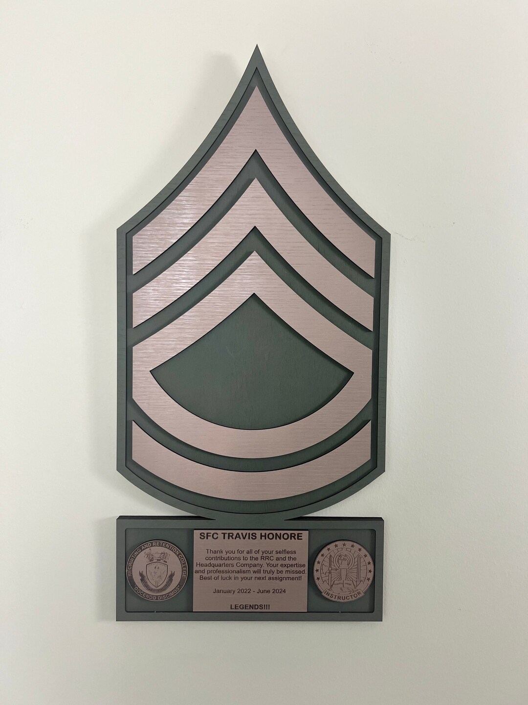 US Army Enlisted Rank Plaque Sign Wall Hanger Display PCS Retirement ...