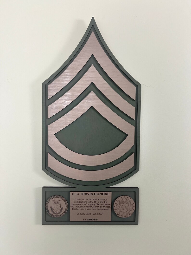 US Army Enlisted Rank Plaque Sign Wall Hanger Display PCS Retirement ...