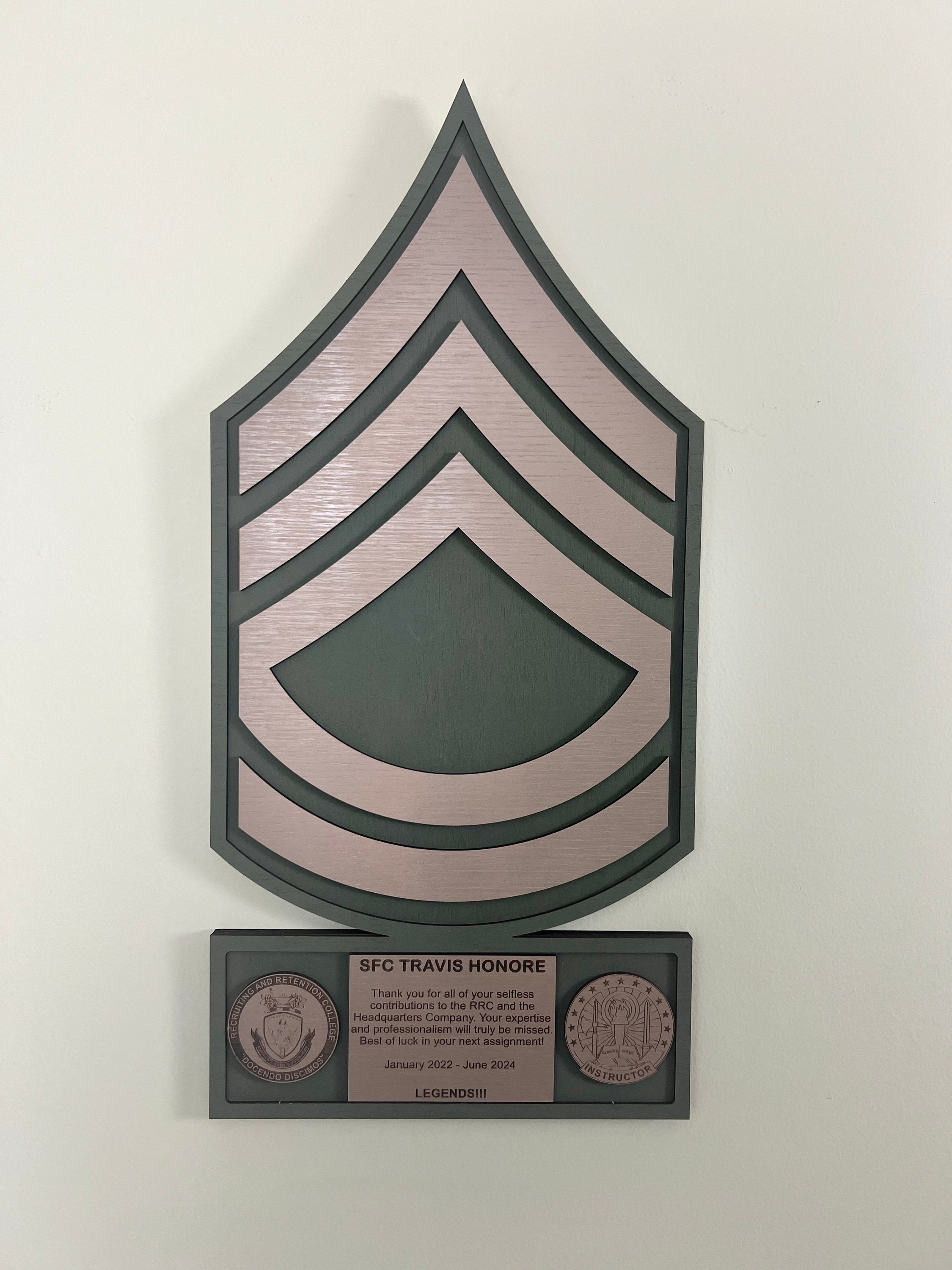 US Army Enlisted Rank Plaque Sign Wall Hanger Display PCS Retirement ...