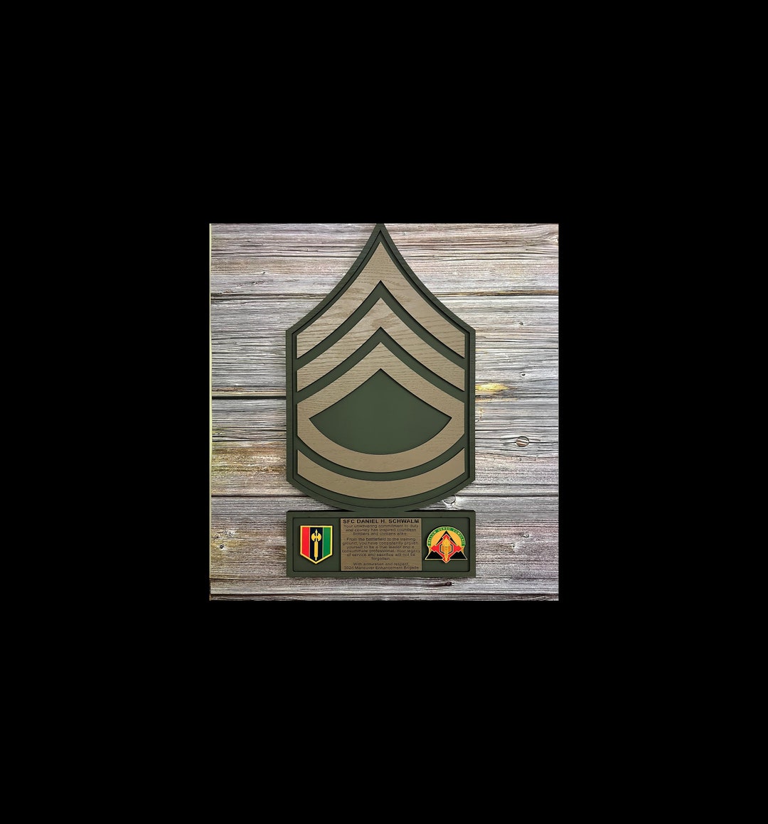 US Army Enlisted Rank Plaque Sign Wall Hanger Display PCS Retirement ...