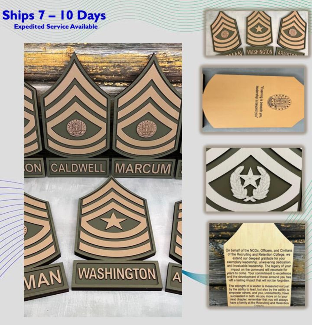 Standing Army Rank Plaque Promotion Personalized Military PCS Award ...