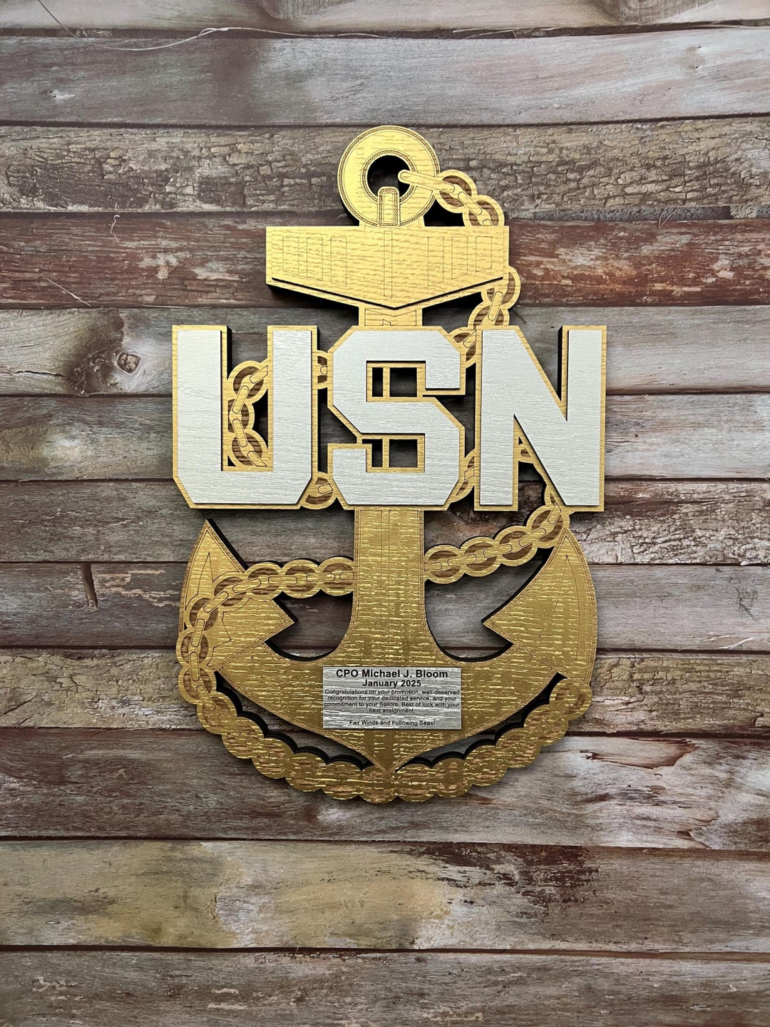 Custom US Navy Chief Rank Plaque Laser-engraved Layered Plaque for ...