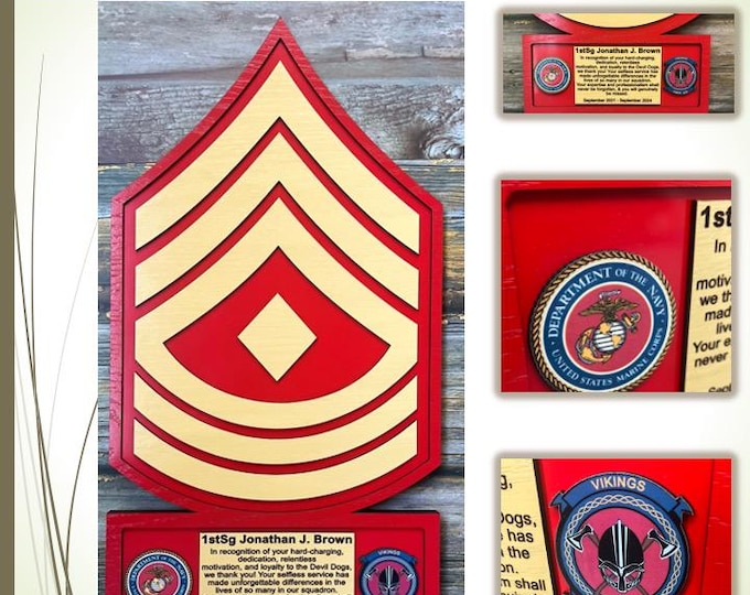 Laser Engraved USMC Rank Plaque - Personalized Military Rank ...
