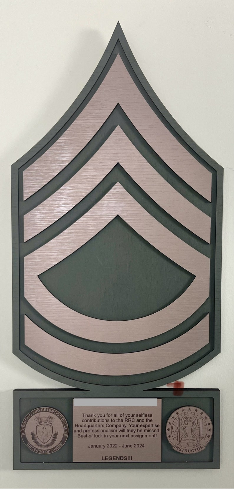 US Army Enlisted Rank Plaque Sign Wall Hanger Display PCS Retirement ...