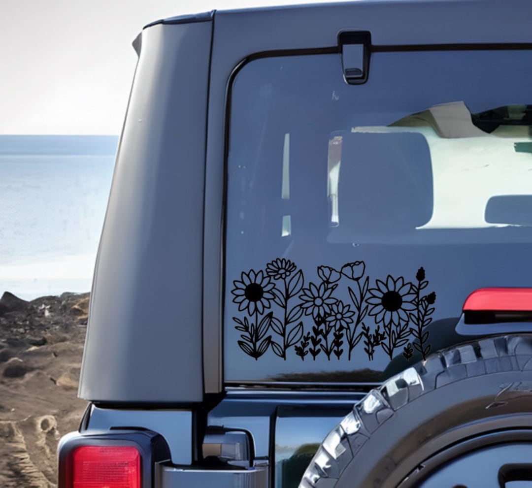 Wildflower Decal – Boho Car Sticker, Aesthetic Vinyl Plant Sticker ...