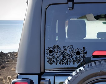 Wildflower Decal, Boho Car Decal, Gift for Plant Lovers, Plant Lover ...