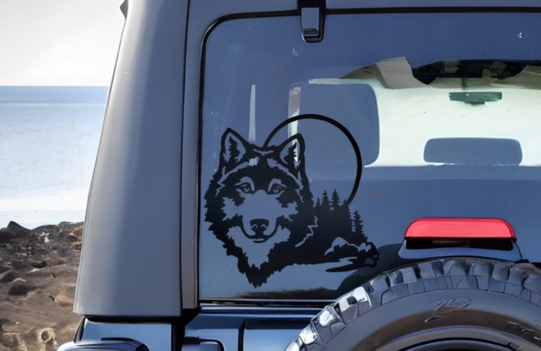 Wolf Car Decal | Vinyl Window Sticker | Wolf Gift | Car Logo Decal ...