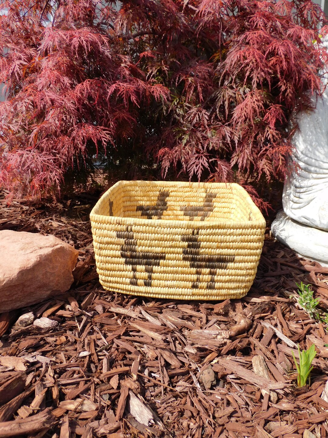 Vintage Tohono O'odham Papago Basket Square With Animals Surrounding ...