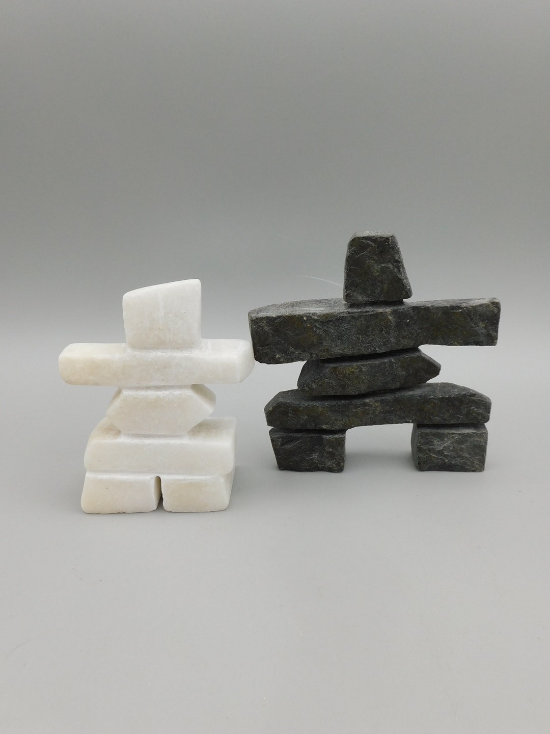 Two Inukshuk Stone Carved Inuit Figures - Etsy