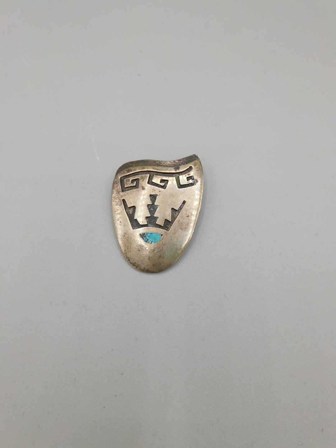 Hopi Pin Silver Overlay With Small Turquoise Stone - Etsy