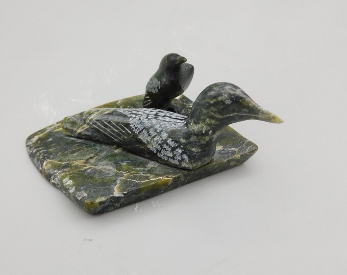 Carved Inuit Loon and Raven Signed - Etsy