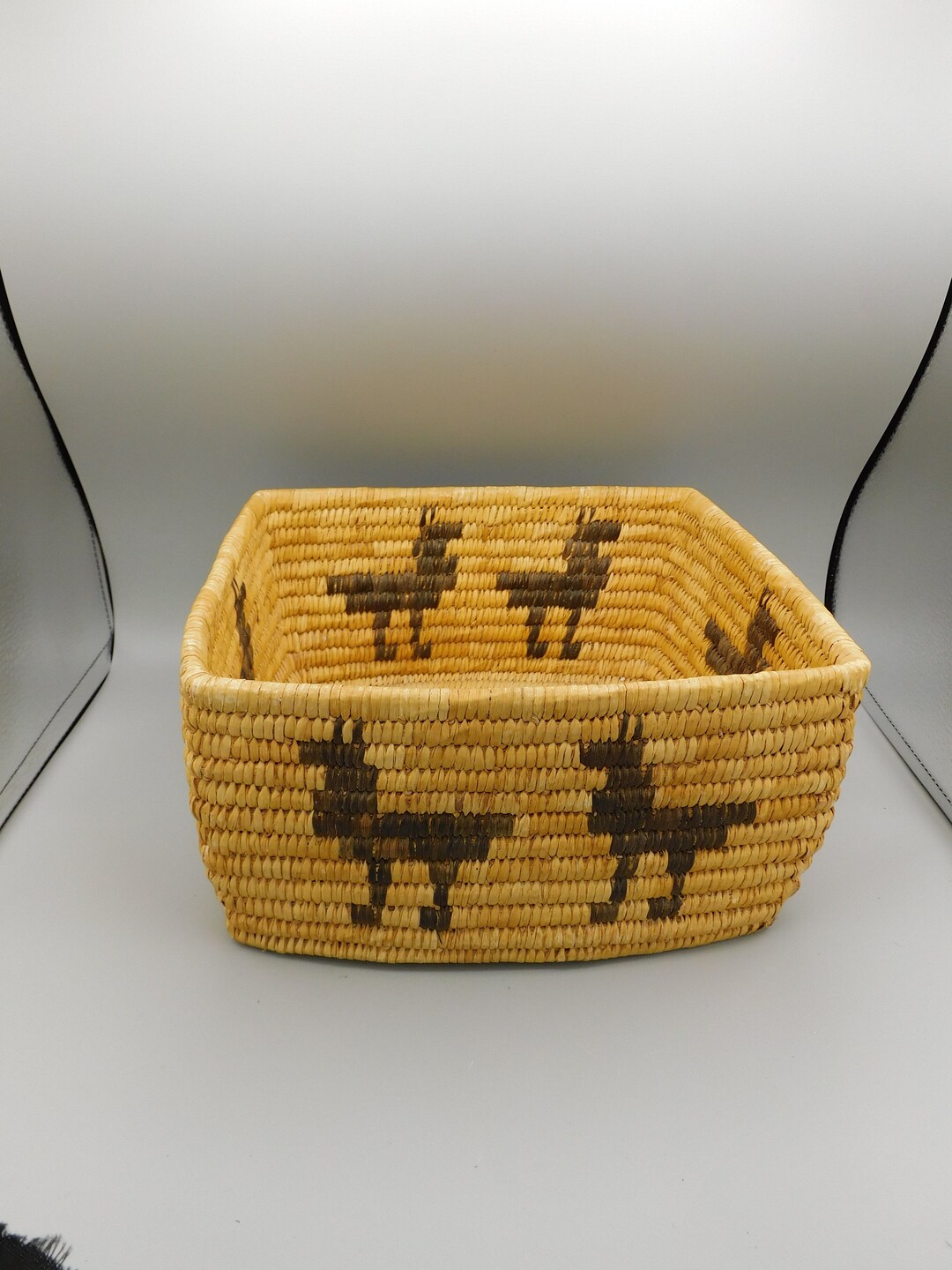 Vintage Tohono O'odham Papago Basket Square With Animals Surrounding ...
