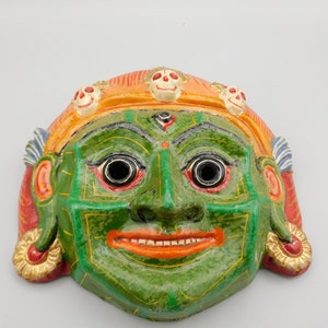Vintage India Nepalese Plaster Mask Wall Hanging Great Color - Etsy