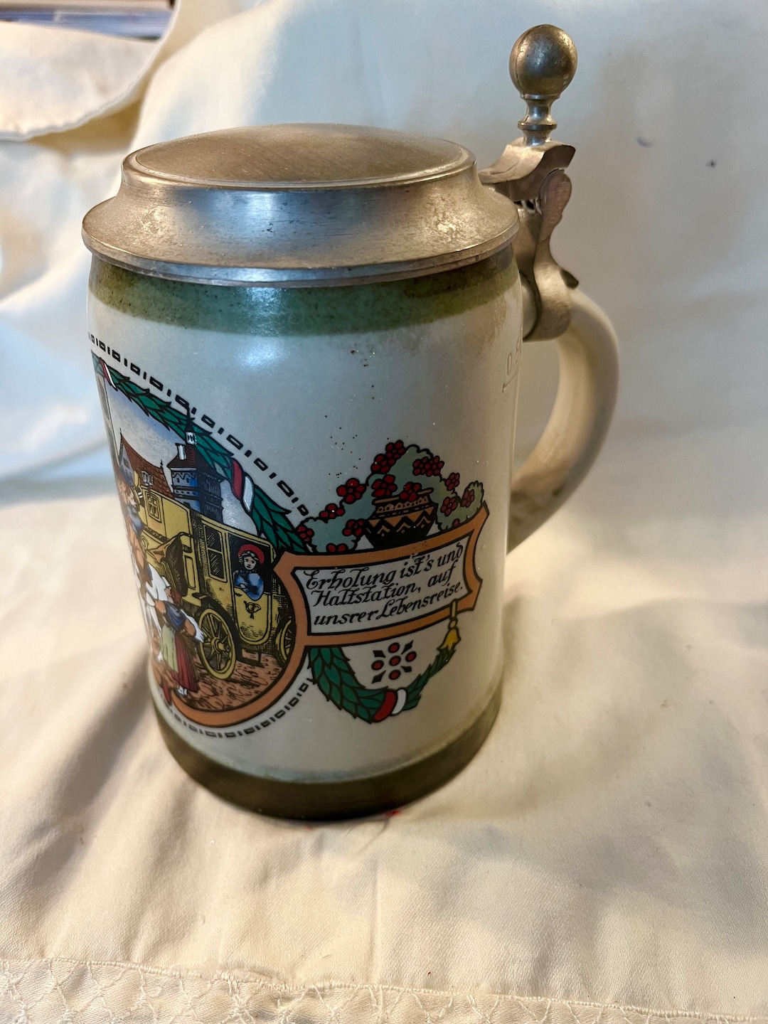 Vintage German Beer Stein With Pewter Lid - Etsy