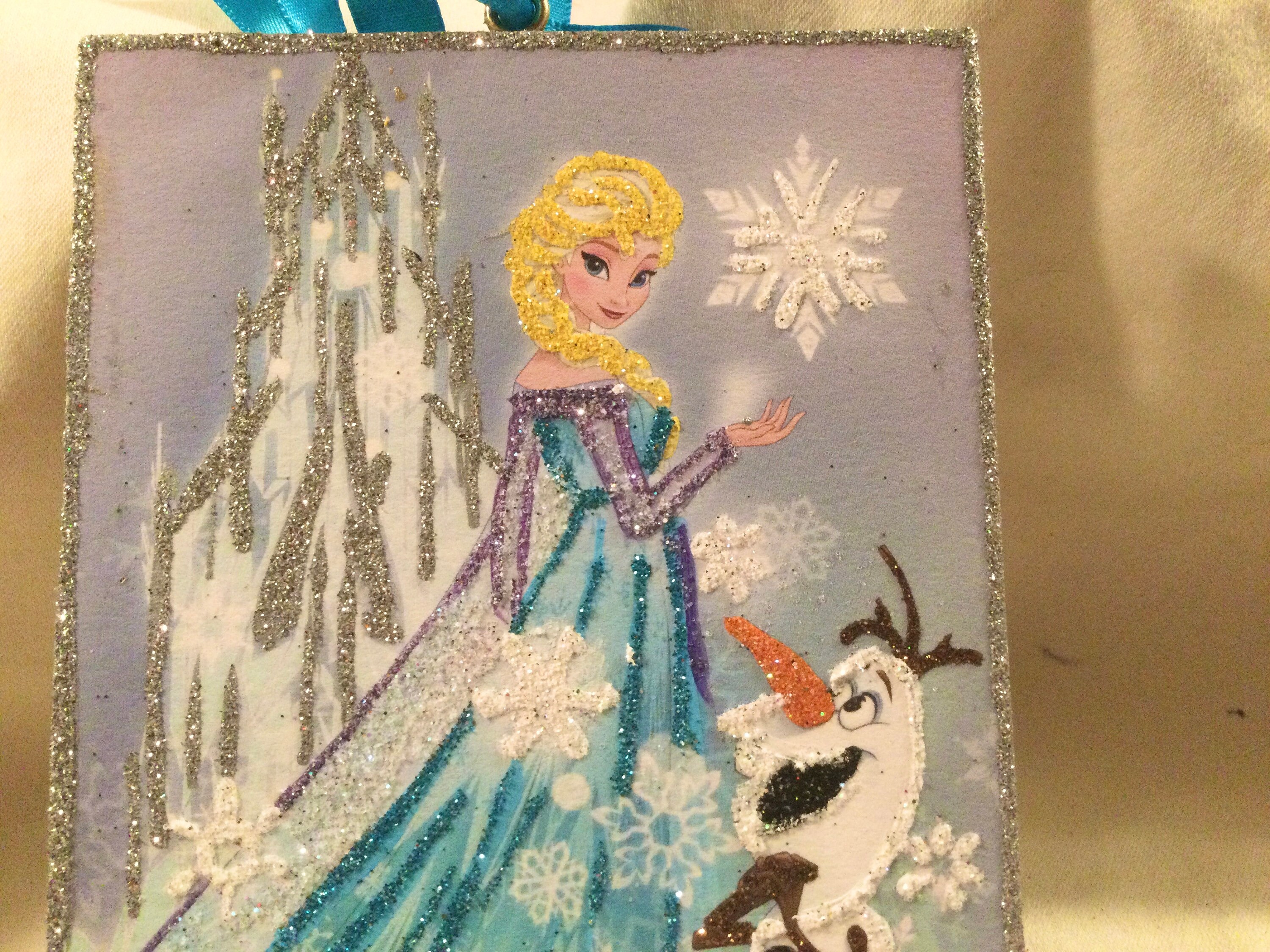 Elsa & Olaf-disneyglittered Card Image Wood Ornament - Etsy
