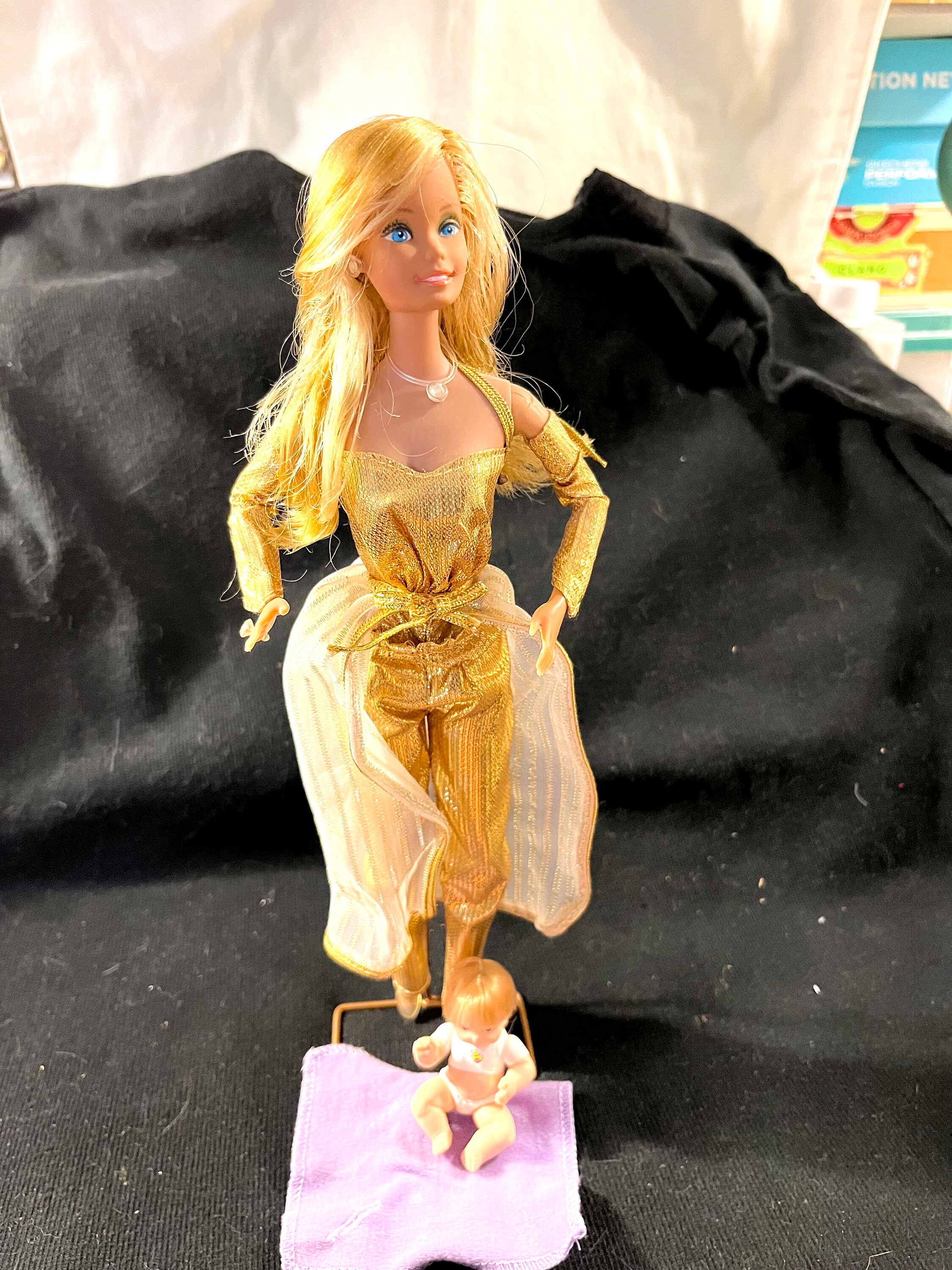 Rare Vintage Bendable Barbie Doll in Metallic Outfit With Baby - Etsy