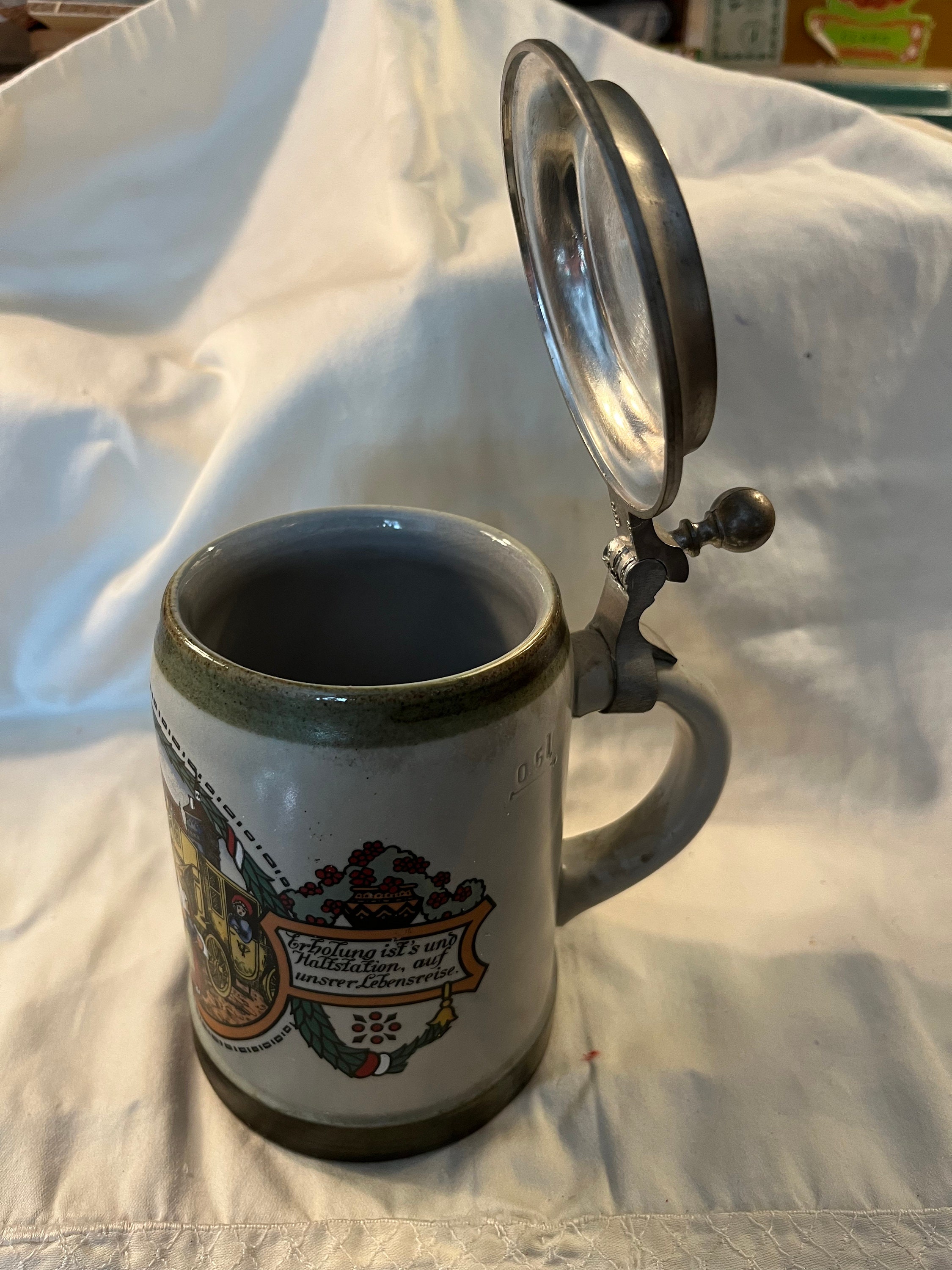 Vintage German Beer Stein With Pewter Lid - Etsy