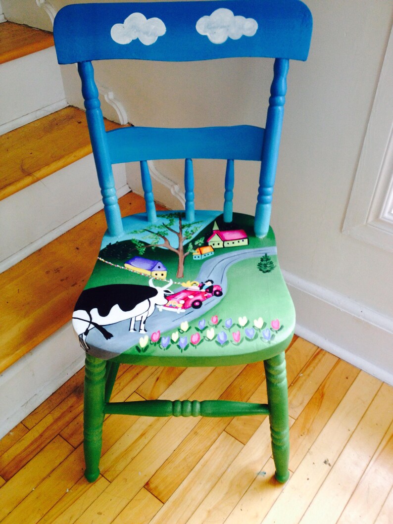 Nova Scotia Fishing Village Hand-painted Chair - Etsy Australia