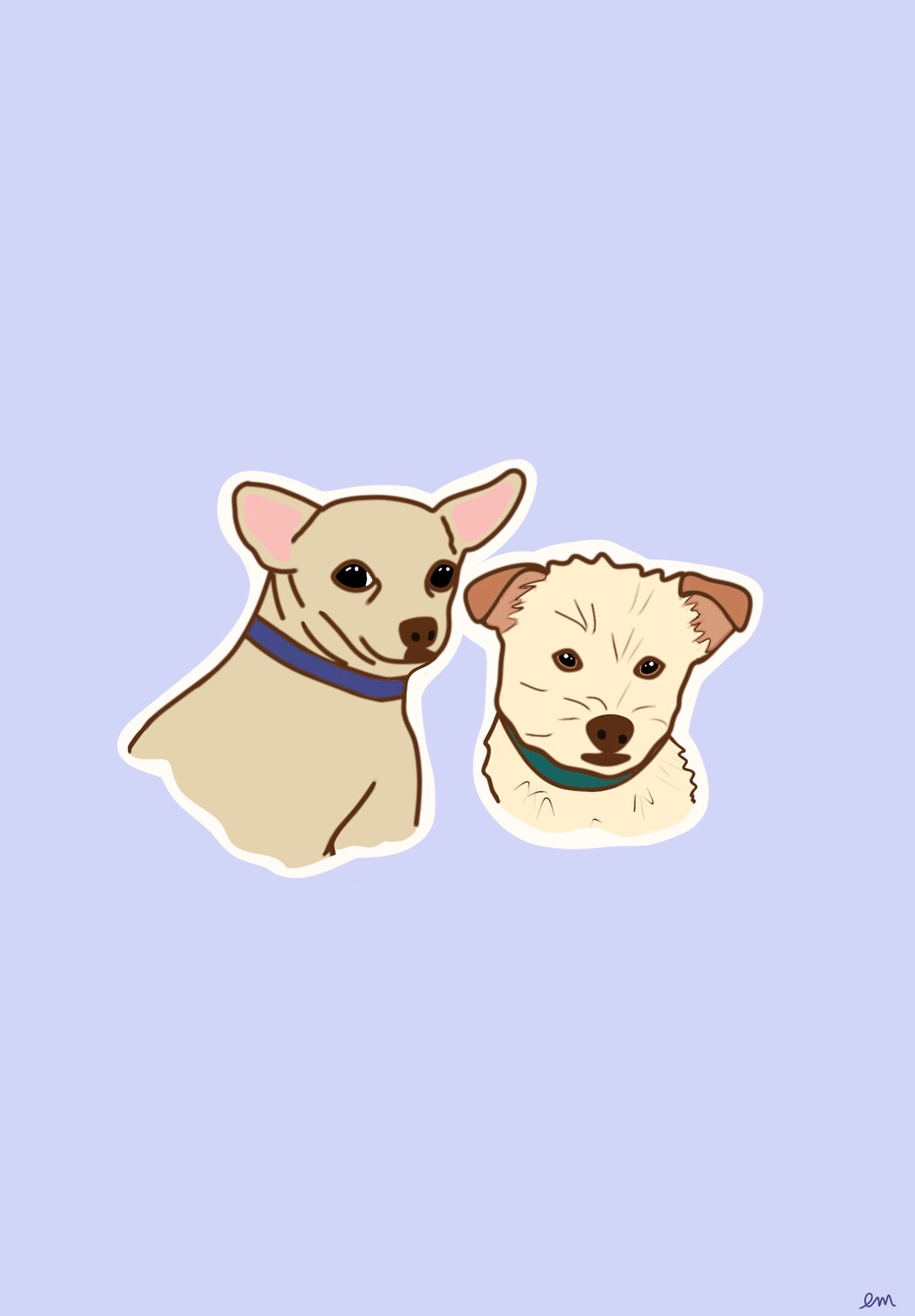 Simple Digital Pet Portrait Cartoon Style Memorial Cat Dog Animal Cute ...