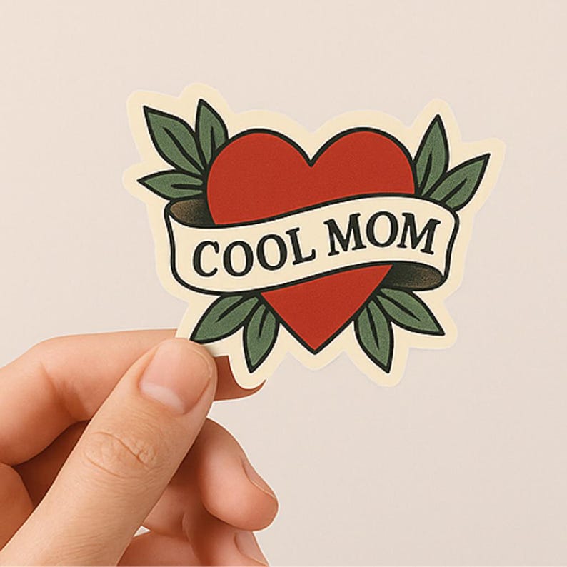 Cool Mom Sticker – 3" Waterproof Vinyl Heart Decal – Funny Gift for Mom ...