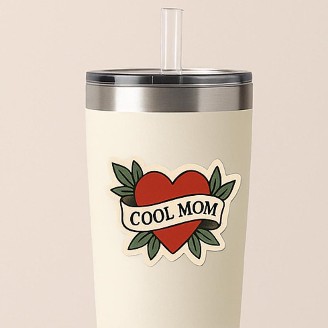 Cool Mom Sticker – 3" Waterproof Vinyl Heart Decal – Funny Gift for Mom ...