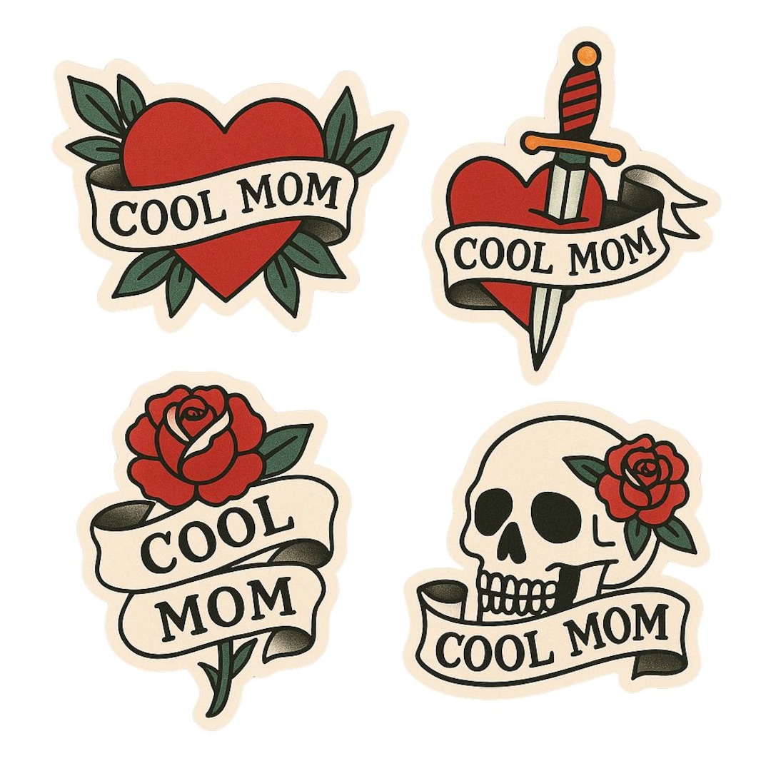 Cool Mom Sticker Set | Retro Tattoo Style Stickers | Cool Moms Club ...