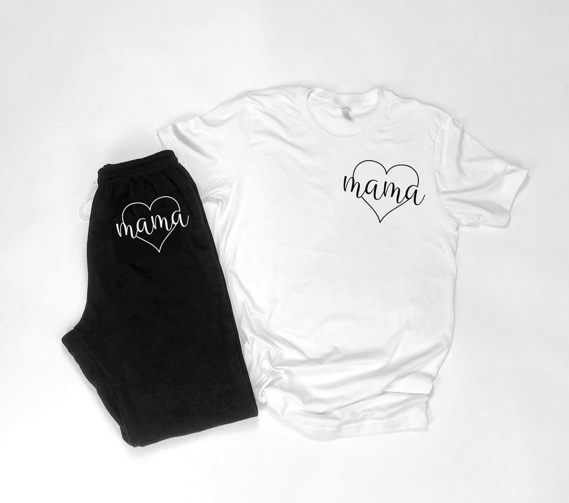 Mama Heart Outfit Mama Shirt and Sweatpants Mom Outfit Momma Coming ...