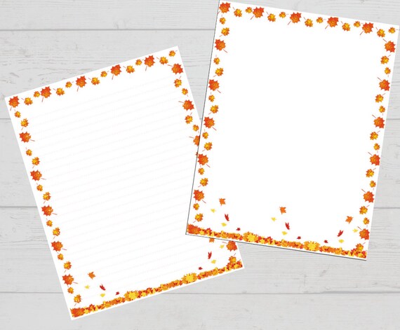 Printable Stationary Fall Leaves Stationary Digital Download | Etsy