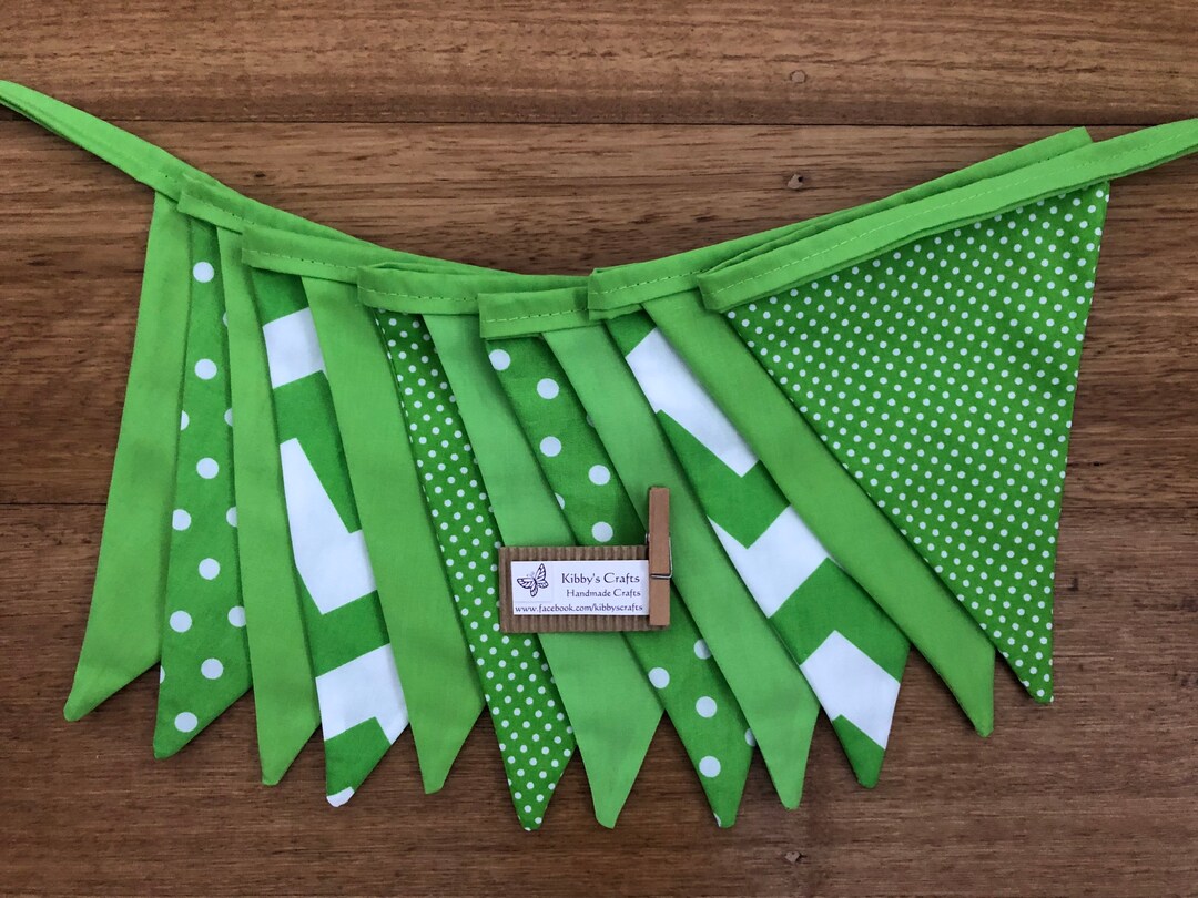 Bunting Green Flags Bright Green Print, Party, Birthday, Banner ...