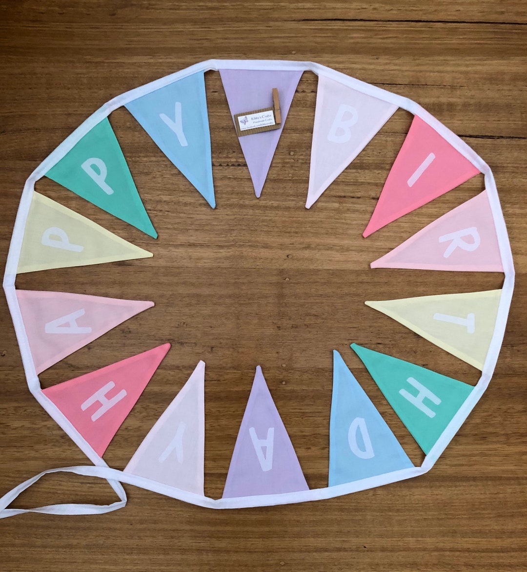 Bunting Pastel Happy Birthday Flags Rainbow Party Decor - Etsy