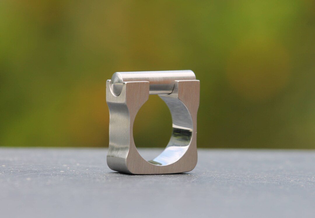 Handcrafted Stainless Steel Square Ring: Bold Mechanical Design - Etsy