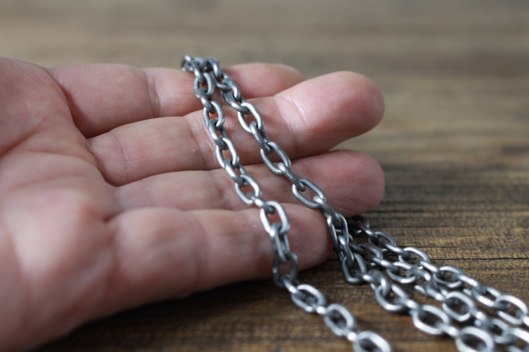 Hand-forged Titanium Chain Necklace: Natural Titanium Finish, 60cm - Etsy