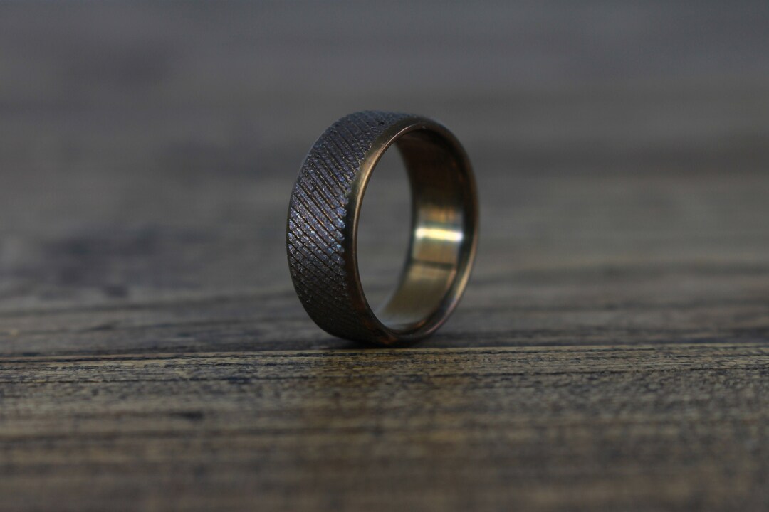 Stainless Steel Tree Bark Ring, Hammered Stainless Steel Ring, Handmade ...