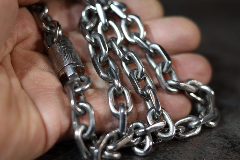Handmade Grade 2 Titanium Chain Necklace – 11mm Bold Links, Minimalist ...