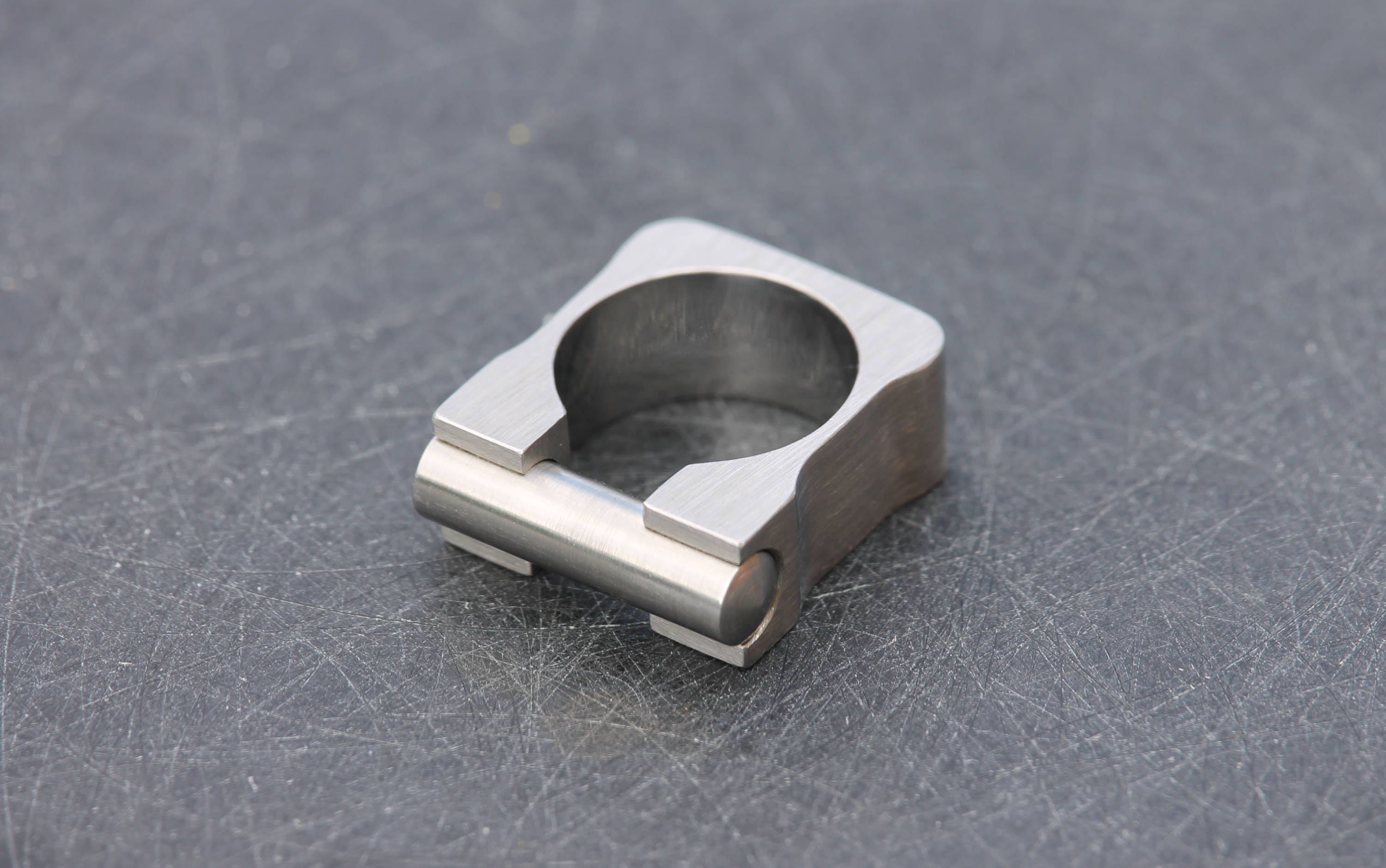 Handcrafted Stainless Steel Square Ring: Bold Mechanical Design - Etsy