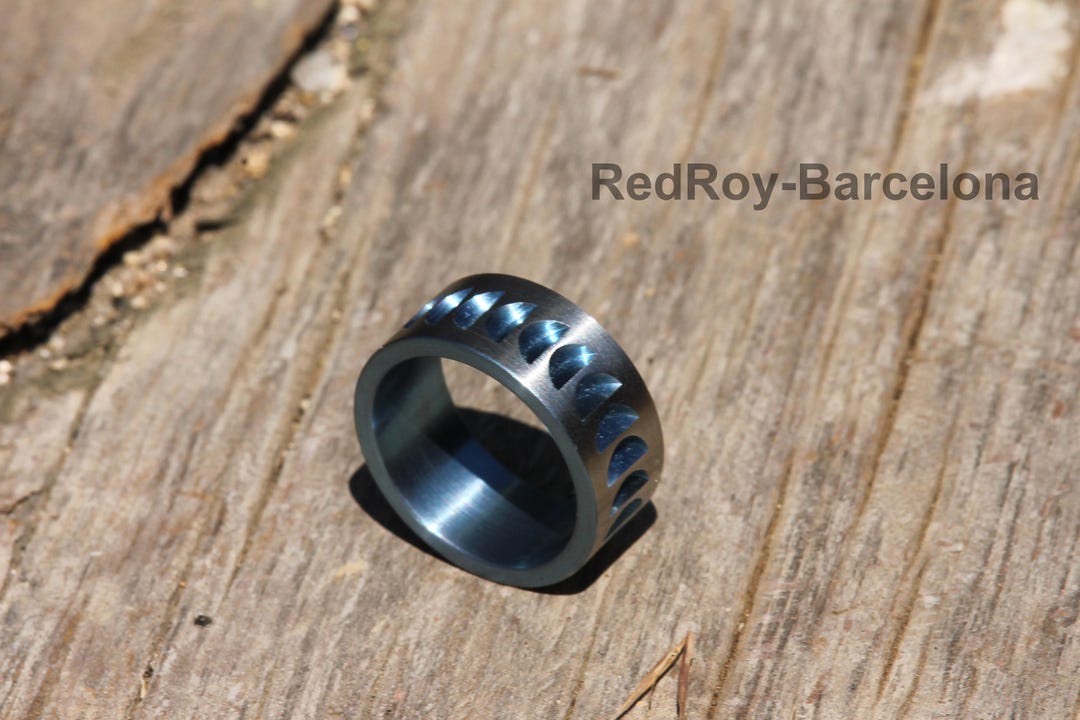 Customizable Titanium Wedding Ring With Free Engraving, Unique Blue ...