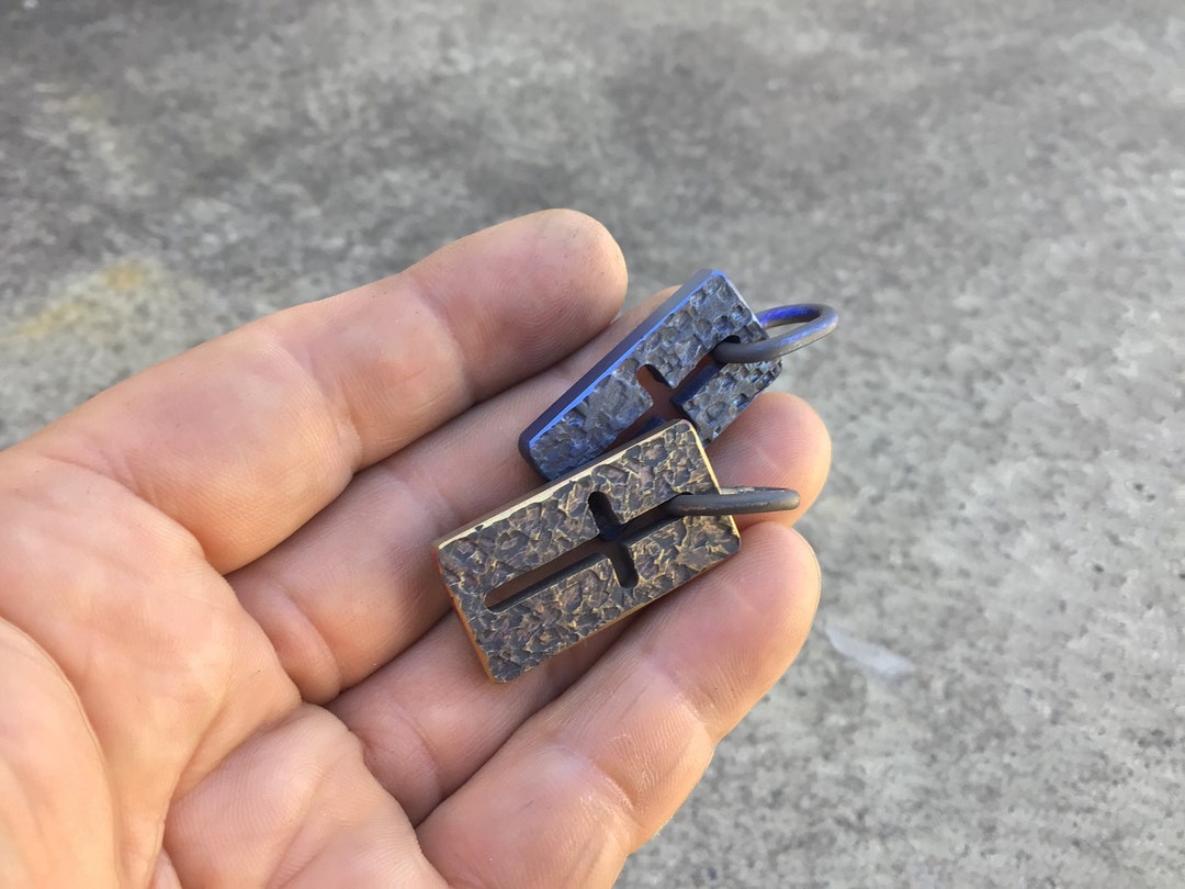 Intricate Square Crucifix Design, Titanium Distinctive Square Patterned ...