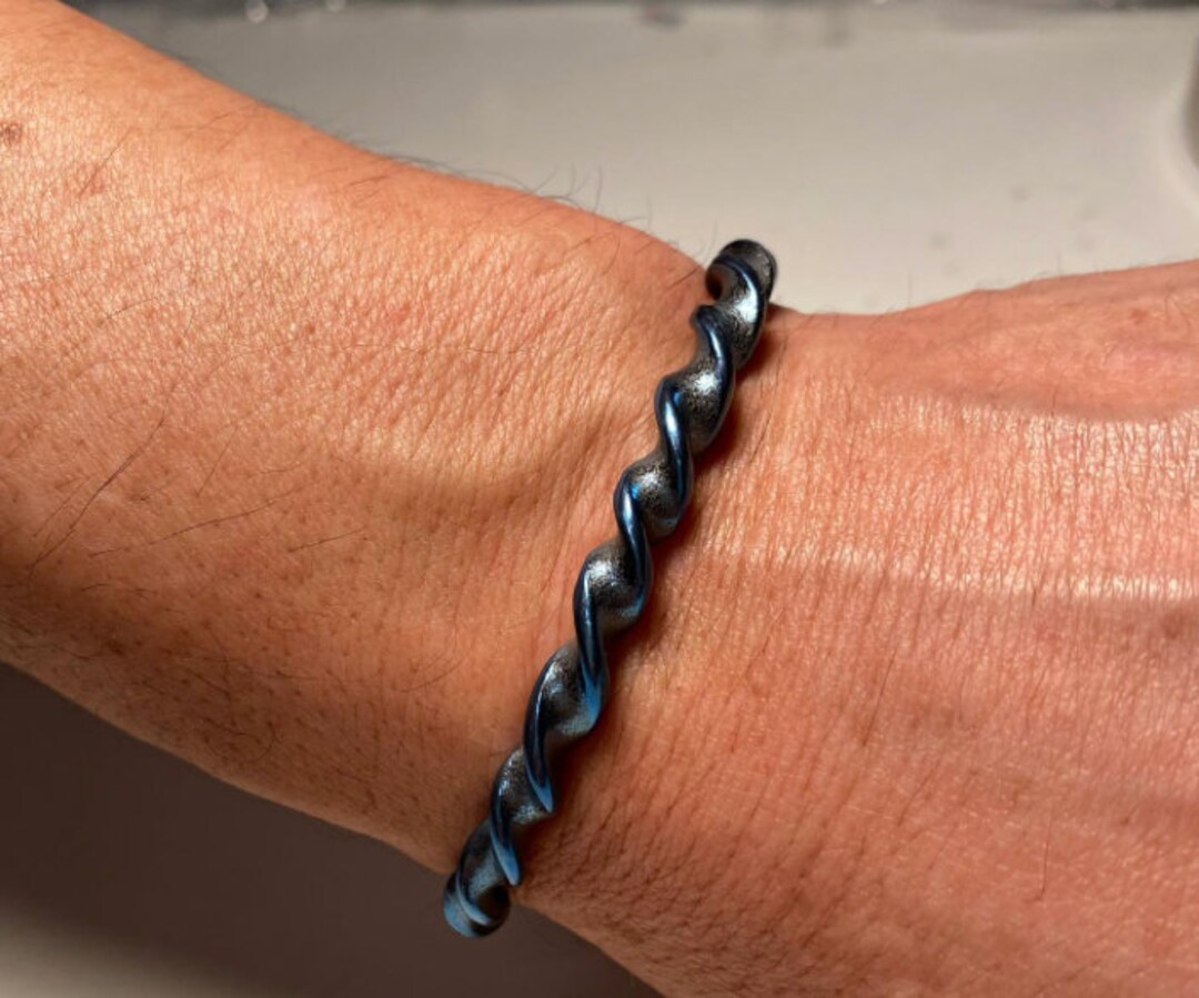 Masculine Titanium Cuff Bracelet Rope-style Handmade Bangle, Artisan ...