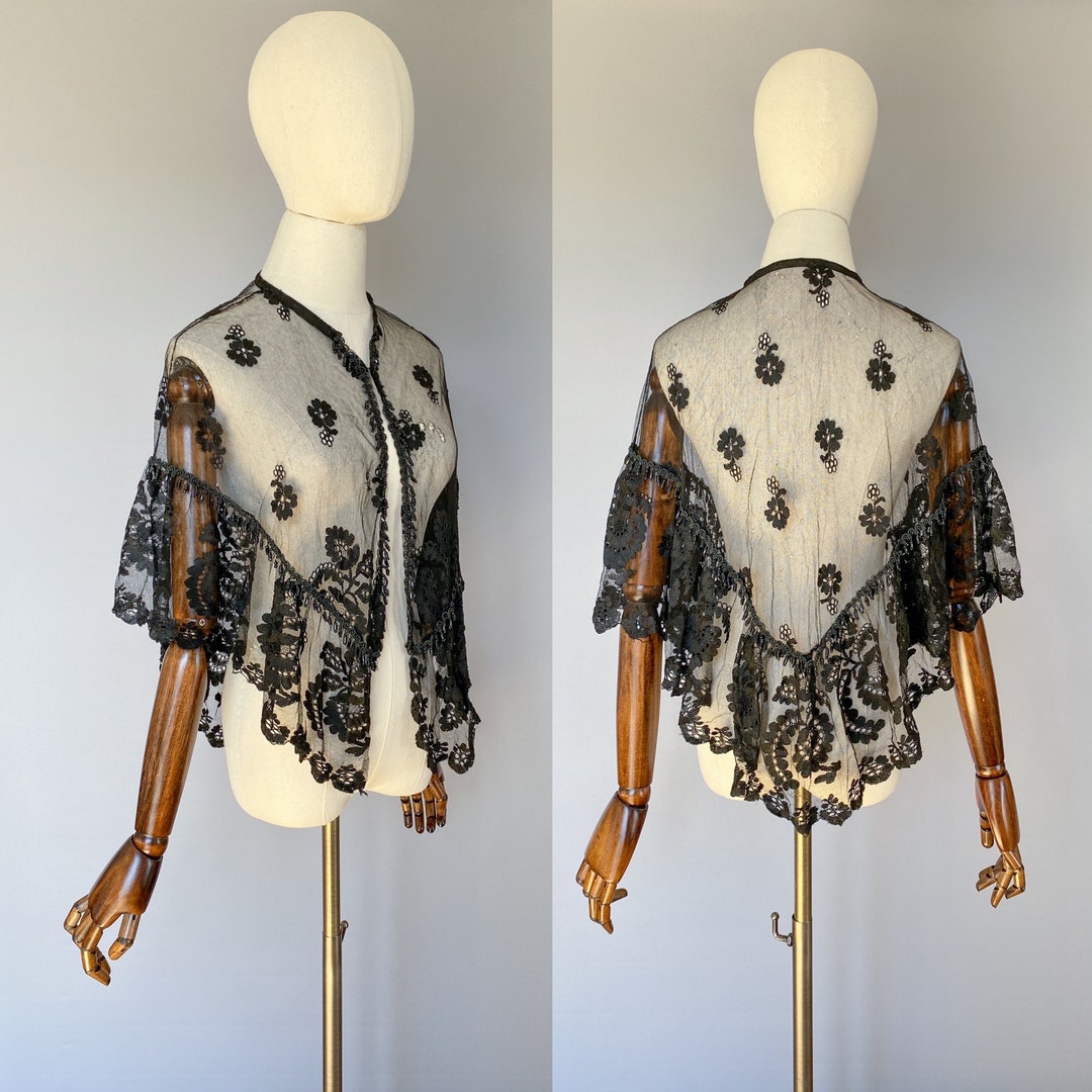 Antique French Silk Embroidered Capelet, Gothic - Etsy