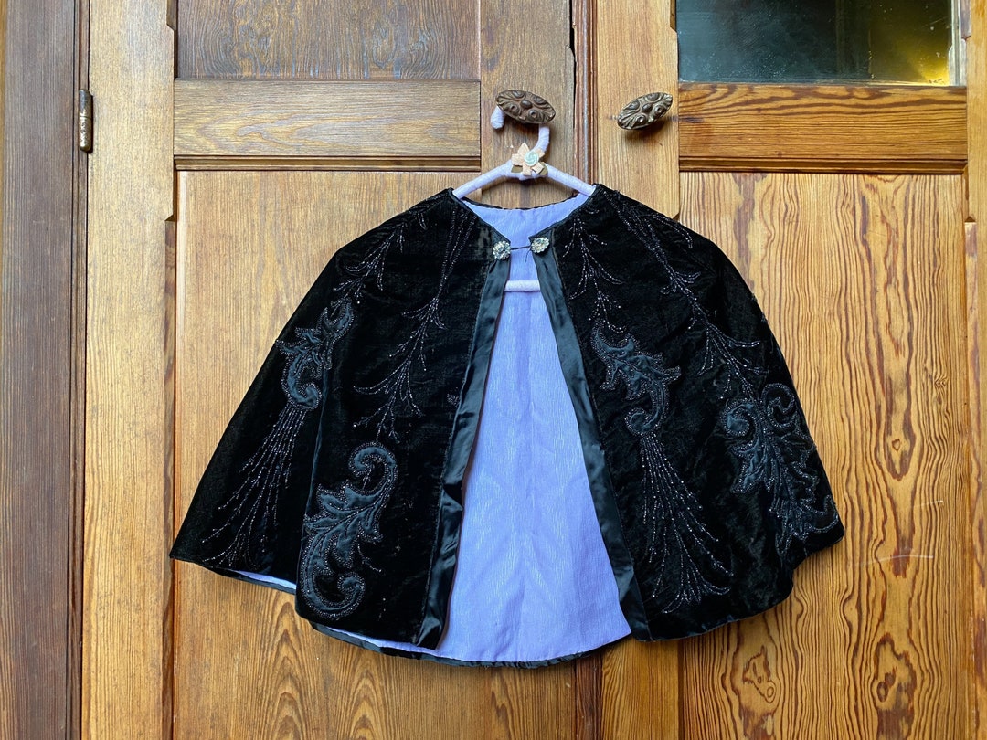 Amazing French Antique Silk Velvet Cape, Antique Jet Bead Cape From ...