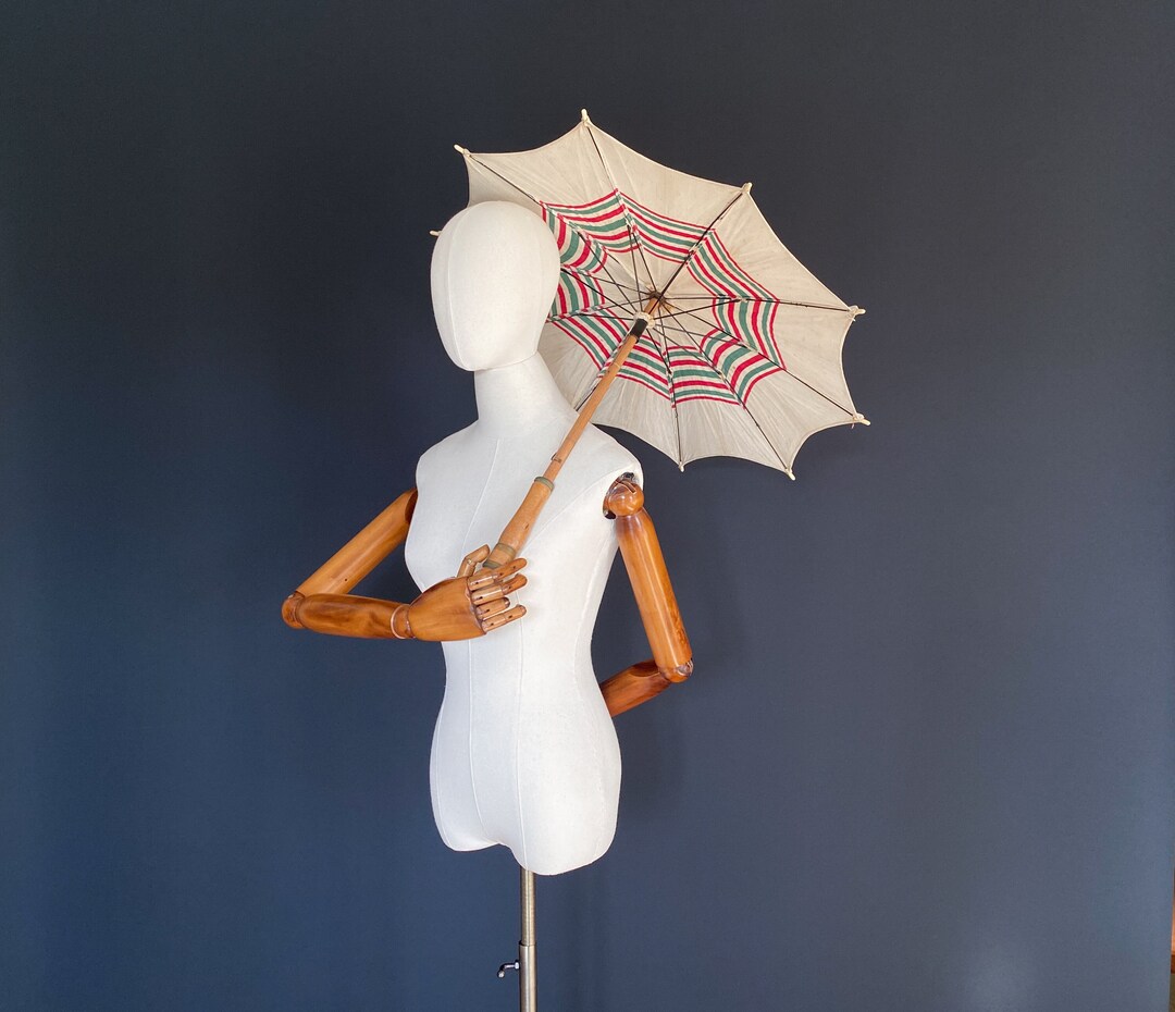 Early 1900's French Sun Parasol, Edwardian Era Striped Linen Parasol - Etsy