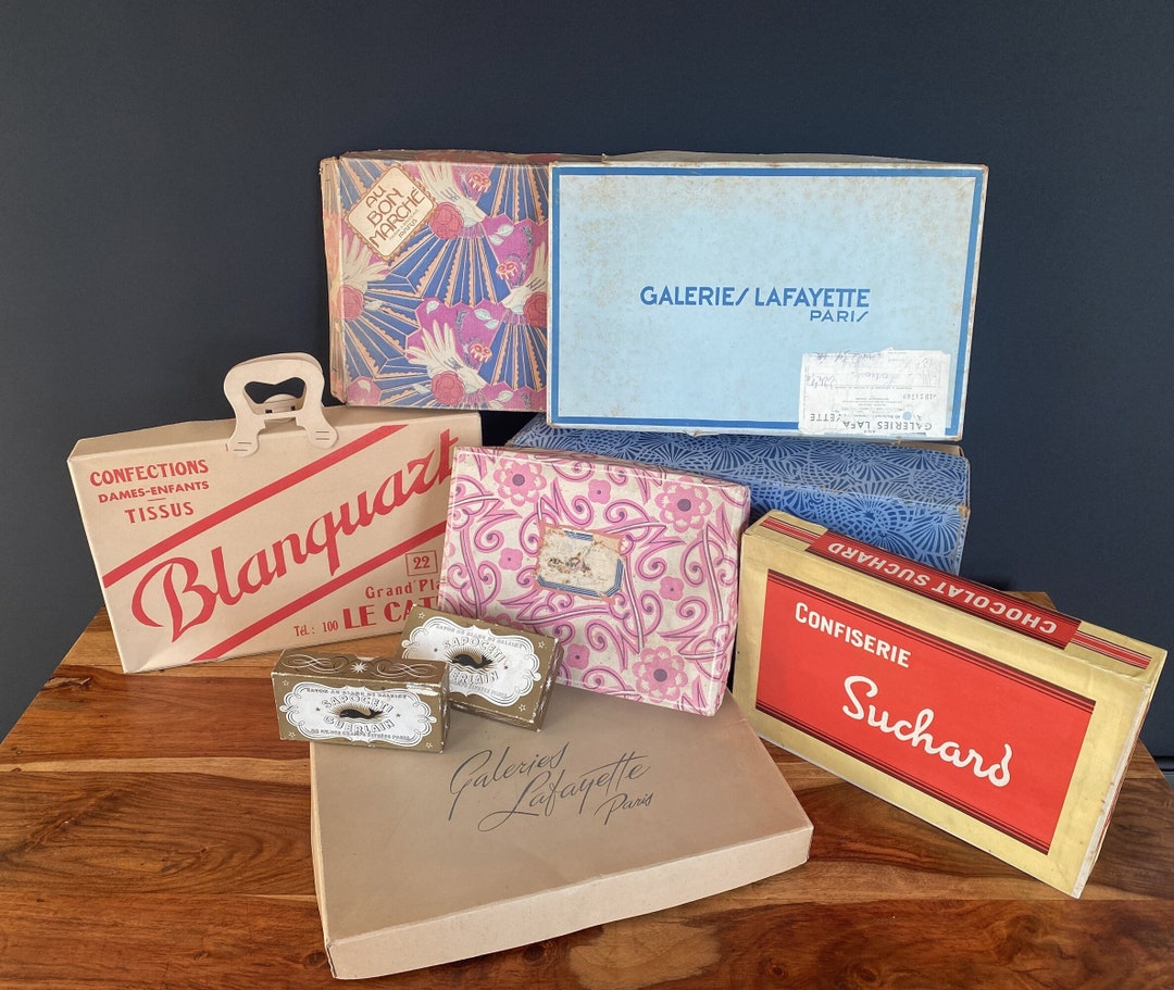 9 Pc French Vintage Store Boxes From 1910 1940s, French Decor, Vintage ...