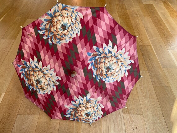 French antique sun parasol, 1920's Art Deco parasol - Gem