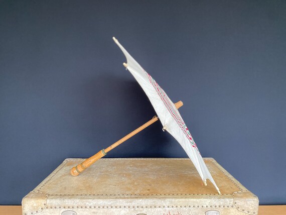 Early 1900's French sun parasol, Edwardian era stripe… - Gem