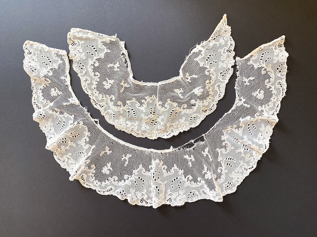 A Pair of Late 1800s Era French Antique Lace Collars, Victorian or ...