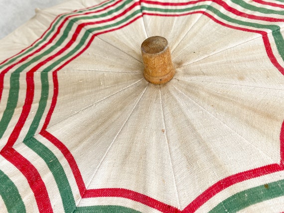 Early 1900's French sun parasol, Edwardian era stripe… - Gem