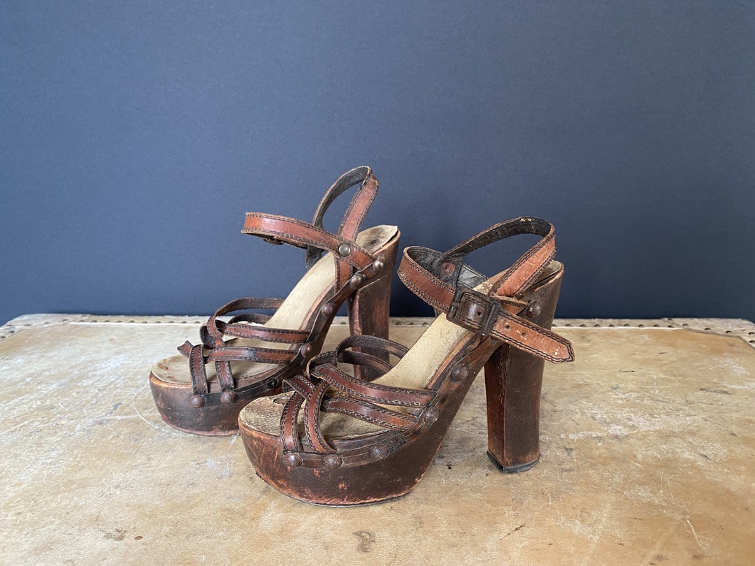 Vintage Platform Shoes From France, 70s Platform Sandals - Etsy